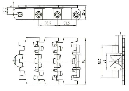 Băng tải nhựa Modular 7100 | Băng tải Tâm Viên